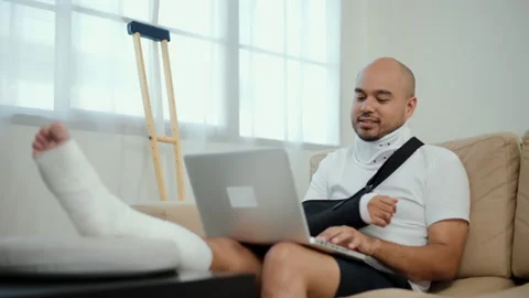 Recovery man from accident fracture brok... | Stock Video | Pond5