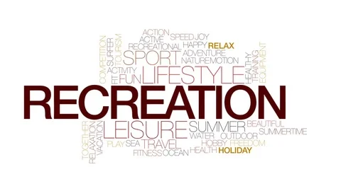 Recreation animated word cloud, text des... | Stock Video | Pond5
