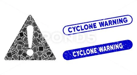 Rectangle Collage Warning with Textured Cyclone Warning Seals ...