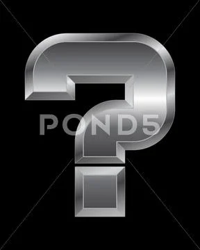 Rectangular beveled metal font - question mark: Graphic #42592485
