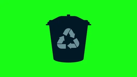 Recycle bin animation ona a green backgr... | Stock Video | Pond5