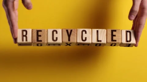recycled word written on wood block. rec... | Stock Video | Pond5
