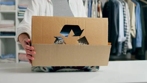 Recycling sign, People sort and pack use... | Stock Video | Pond5