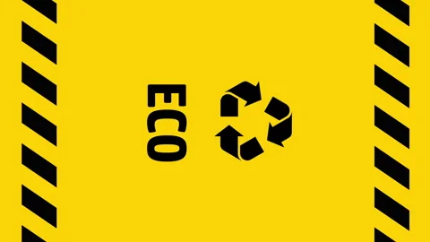Recycling symbol on yellow background sc... | Stock Video | Pond5