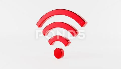 Red 3D Wi-Fi icon isolated on White. wifi symbol. 3d illustration ...