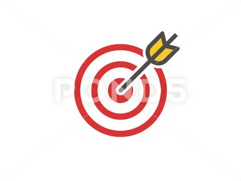 Red aim icon. Target and arrow concept. Perfect hit composition. Cross ...