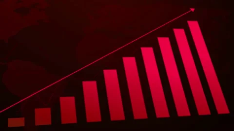 Red Alarming Graph Growing With WOrld Ma... | Stock Video | Pond5