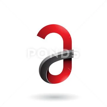 Red and Black Bold Curvy Letter A Vector Illustration ~ Clip Art #98430207