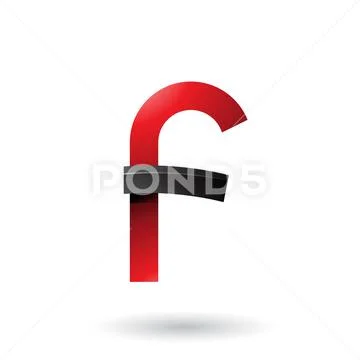 Red and Black Bold Curvy Letter F Vector Illustration: Graphic #98430213