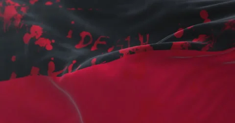 Red and black flag waving with blood and... | Stock Video | Pond5