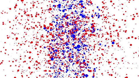 red and blue round particles moving on a... | Stock Video | Pond5