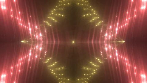 Red and gold stage lights tunnel. Neon l... | Stock Video | Pond5