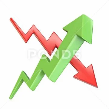 Red and green chart arrows crossed 3D Red and green chart arrows ...