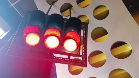 Red and green light before start racing ... | Stock Video | Pond5