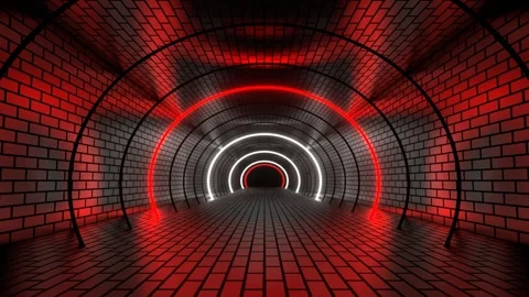 Red and White Neon Strobe Brick Tunnel B... | Stock Video | Pond5