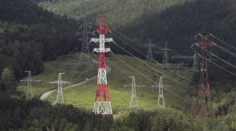 Power Lines Landscape Stock Footage ~ Royalty Free Stock Videos | Pond5