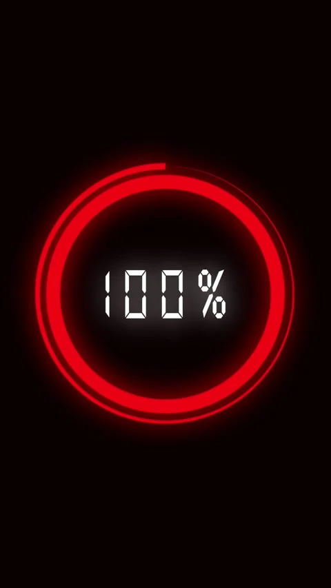 Red animated loading circle 100 percent ... | Stock Video | Pond5