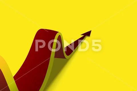 Red arrow moving forward on a yellow background: Royalty Free #103340202
