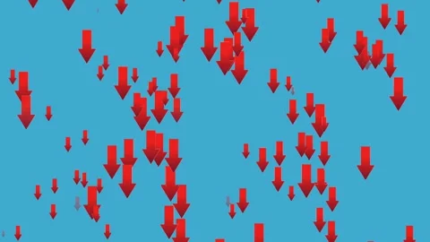 Red Arrow rain animation sign symbol on ... | Stock Video | Pond5