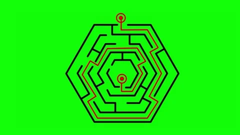 Red Arrow Solving the hexagonal Labyrint... | Stock Video | Pond5
