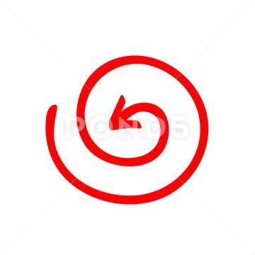 Red arrow vortex sign, inside direction, and icon for website button ...