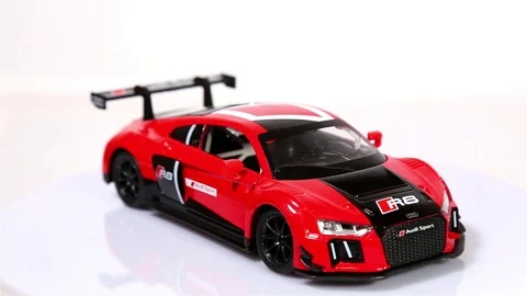 Red Audi R8 LMS scale model sports car i... | Stock Video | Pond5