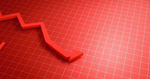 The red bar chart and arrow lines point ... | Stock Video | Pond5