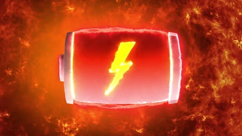 Red battery charging power sign. Energy ... | Stock Video | Pond5
