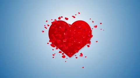 Red beating heart symbol on a blue backg... | Stock Video | Pond5
