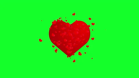 Red beating heart symbol on a greenscree... | Stock Video | Pond5