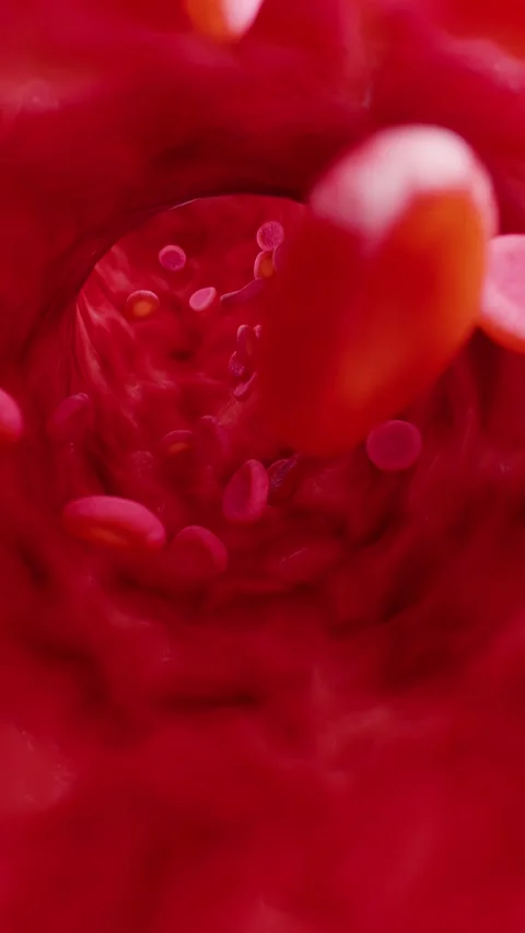 Red blood cells in artery. Vertical vide... | Stock Video | Pond5