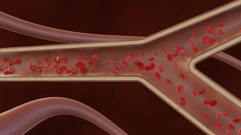 red blood cells flow in the capillary | Stock Video | Pond5