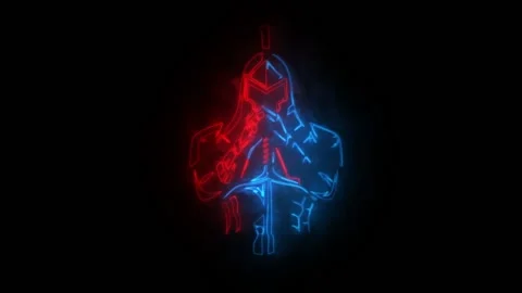 Red Blue Neon Knight Warrior Animated Lo... | Stock Video | Pond5