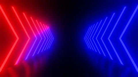 red blue neon light passing arrows pathw... | Stock Video | Pond5