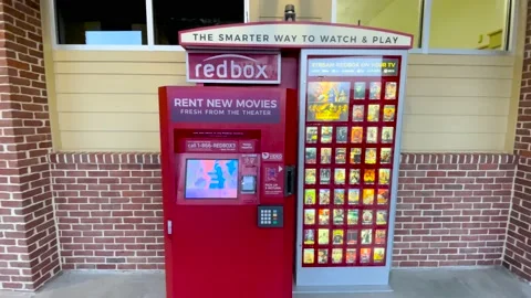 Red Box DVD rental vending machine pan | Stock Video | Pond5