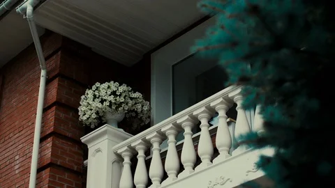 Red brick country house with vintage col... | Stock Video | Pond5