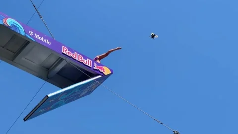 Red Bull Cliff Diving - Athlete jumps fr... | Stock Video | Pond5