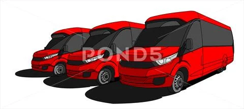 Red Buses to the bus station. Sightseeing, Tourist Buses in the parking ...