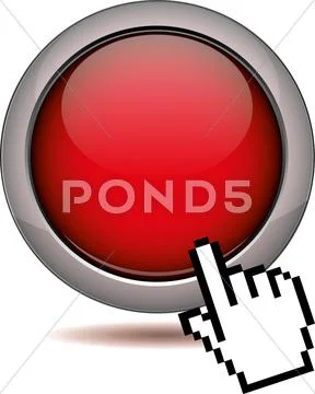Red button sign with clicking mouse cursor Illustration #41423016