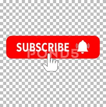 Red button subscribe icon on transparent background. subscribe, bell button ~ Clip Art #140156687