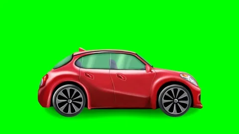 Red car moving with spinning wheels on g... | Stock Video | Pond5