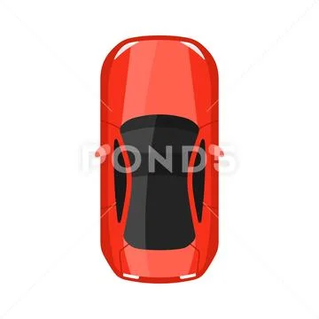 Red car top view vector illustration Illustration #252772040