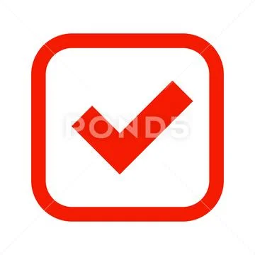 Red checkbox icon. Confirmation and authentication. Vector.: Graphic #244063417