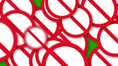 Red circle sign stop entry many sign - 2... | Stock Video | Pond5