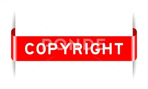 Red color inserted label banner with word copyright on white background ...