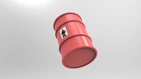 Red color metal oil barrel isolated on w... | Stock Video | Pond5