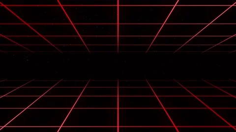 Red color moving grid and particles back... | Stock Video | Pond5