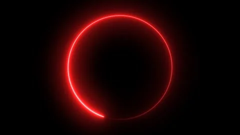 red color neon effect going circle shape... | Stock Video | Pond5