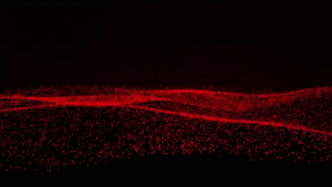 Red color particles dots wave flowing ov... | Stock Video | Pond5