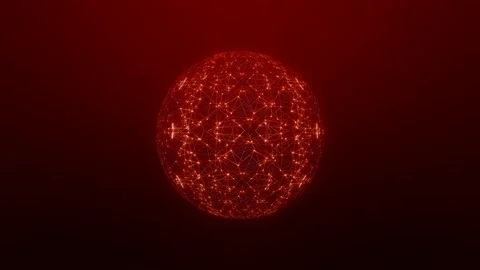 Red color plexus planet animated | Stock Video | Pond5